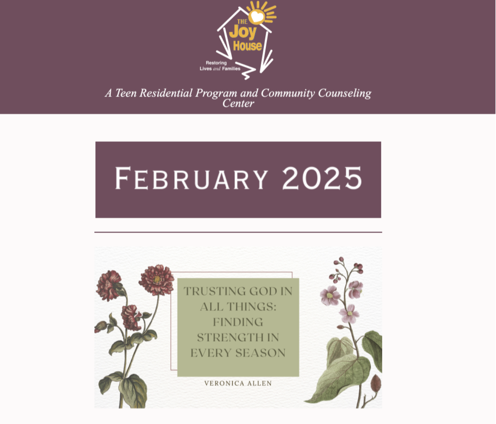 2025 February Newsletter - The Joy House 2025